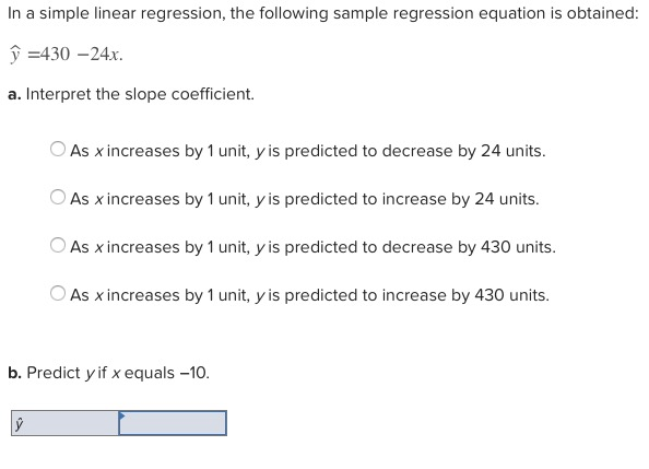 Solved In a simple linear regression, the following sample | Chegg.com