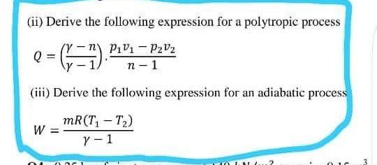 Solved (ii) Derive the following expression for a polytropic | Chegg.com
