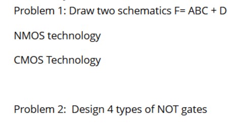 Solved Problem 1: Draw two schematics F=ABC + ﻿DNMOS | Chegg.com
