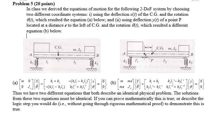 Solved Problem 5 ( 20 points) In class we derived the | Chegg.com