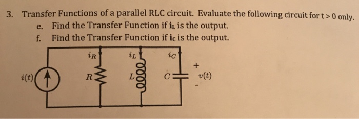 Solved Transfer Functions of a parallel RLC circuit. | Chegg.com