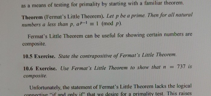 Solved as a means of testing for primality by starting with | Chegg.com