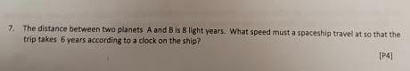 Solved 7. The distance between twa planets A and B is light | Chegg.com