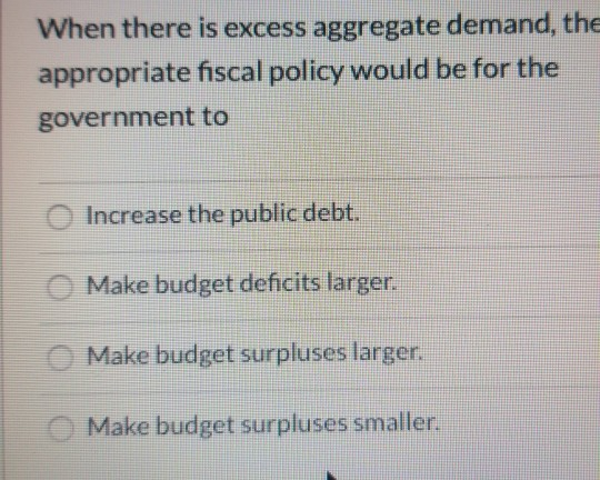 Solved When there is excess aggregate demand, the | Chegg.com