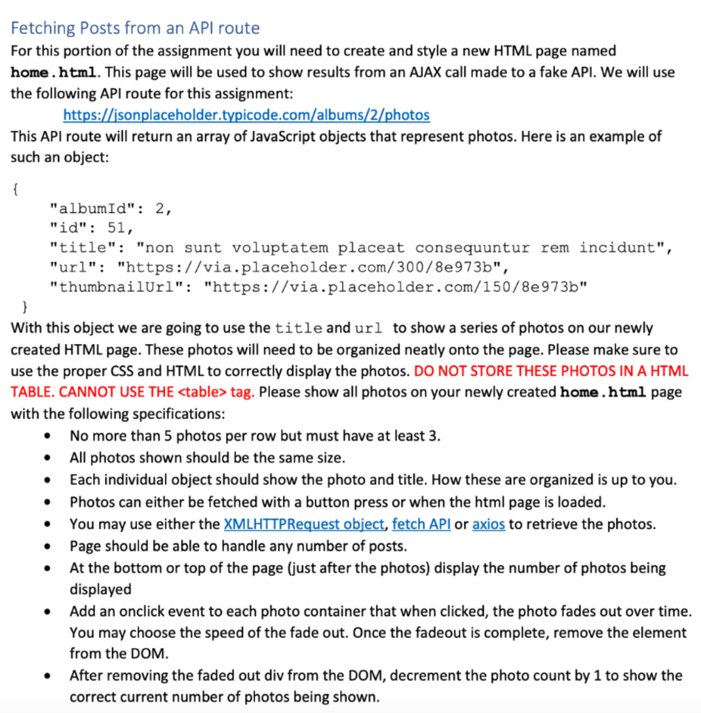 Solved Fetching Posts from an API route For this portion of | Chegg.com
