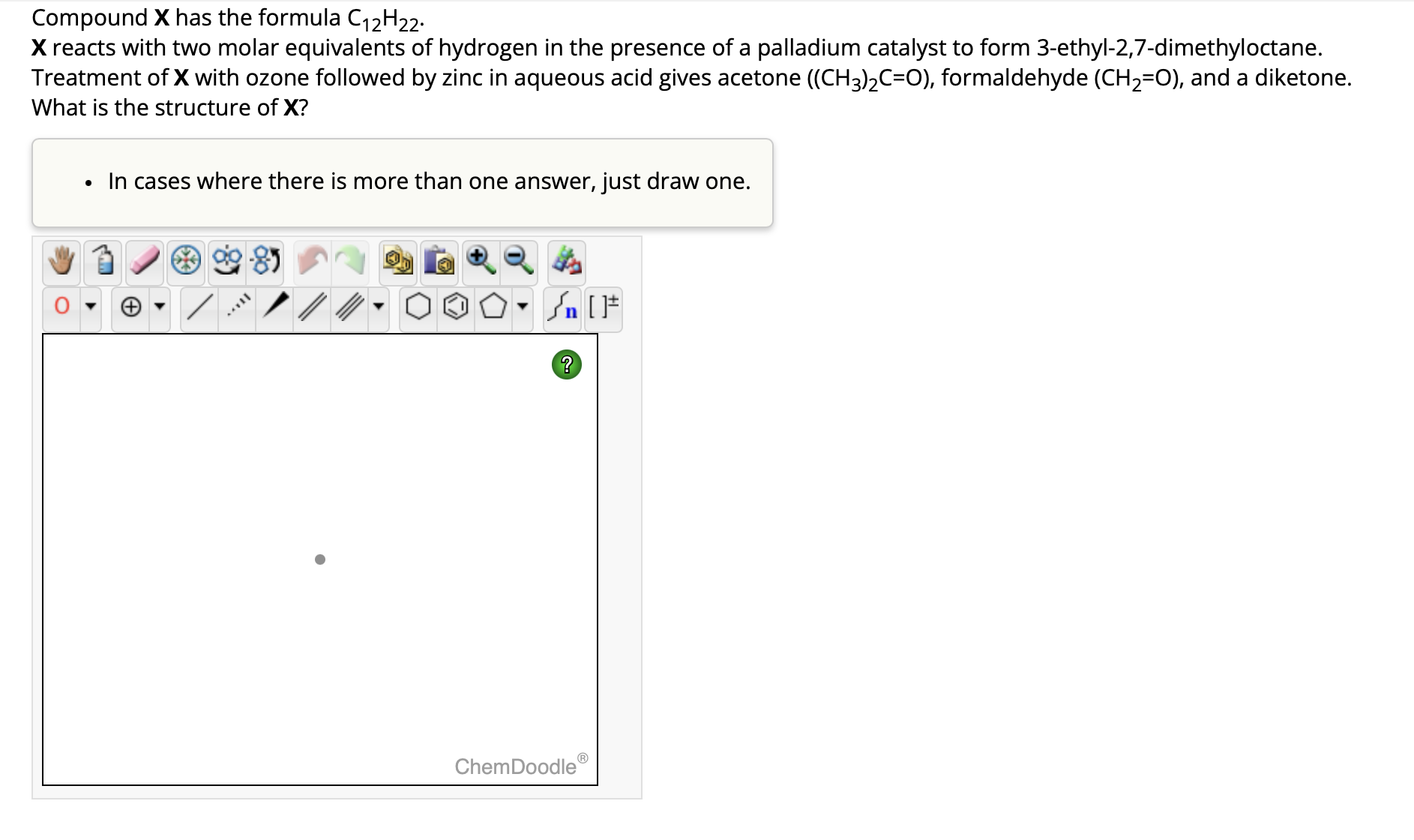 Solved Compound x ﻿has the formula C12H22.x ﻿reacts with two | Chegg.com