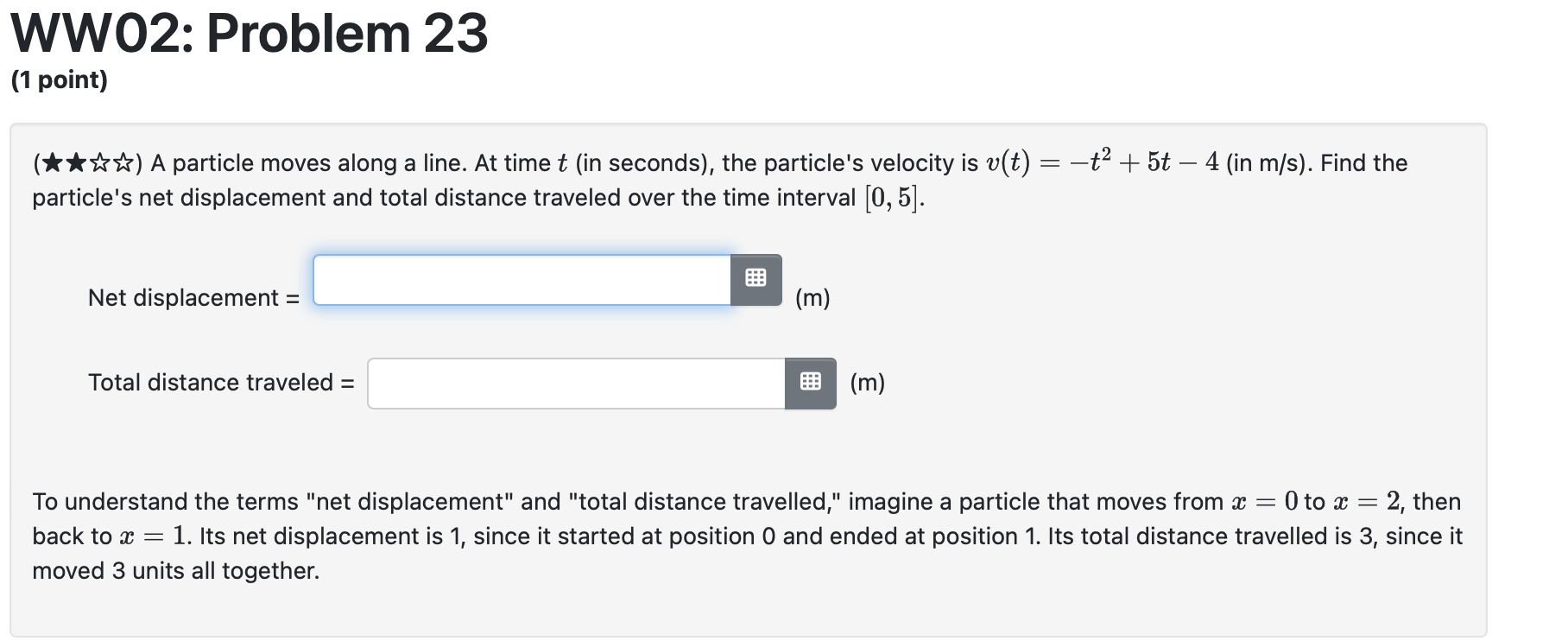 Solved WW02: Problem 23(1 ﻿point)( ****** ¿ ξ ) ﻿A particle | Chegg.com