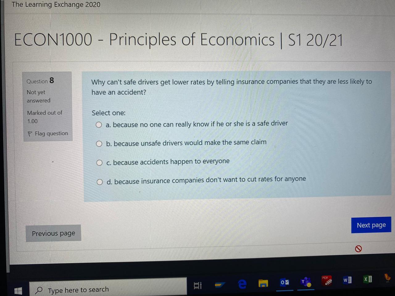 Solved The Learning Exchange 2020 ECON1000 - Principles of | Chegg.com