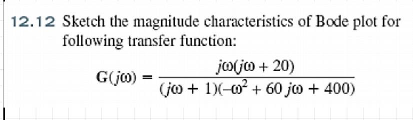 Solved 12.12 Sketch the magnitude characteristics of Bode | Chegg.com