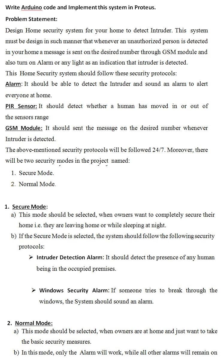 Solved Write Arduino Code And Implement This System In 7988