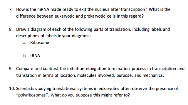 Solved 7. How is the mRNA made ready to exit the nucleus | Chegg.com