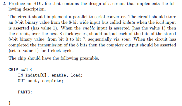 Solved Produce an HDL file that contains the design of a | Chegg.com