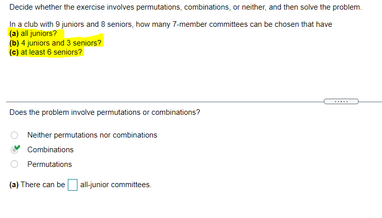 Solved Decide whether the exercise involves permutations, | Chegg.com