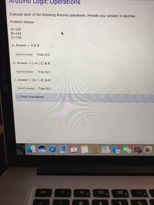 Solved Evaluate each of the following Arduino operations. | Chegg.com