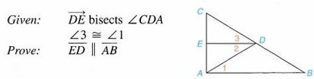 Solved Given: DE bisects ∠CDA Prove: ED∠3≅AB∠1 | Chegg.com