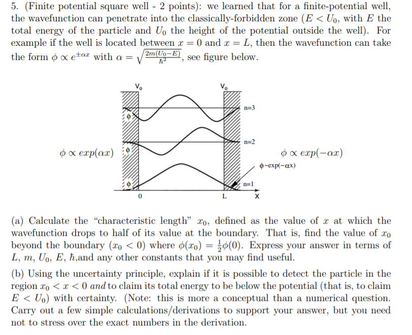 Solved 5. (Finite potential square well - 2 points): we | Chegg.com