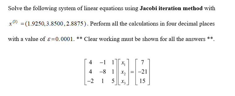 Solved Solve the following system of linear equations using | Chegg.com