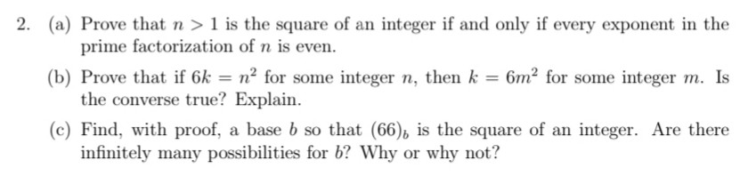 Solved 2. (a) Prove that n > 1 is the square of an integer | Chegg.com