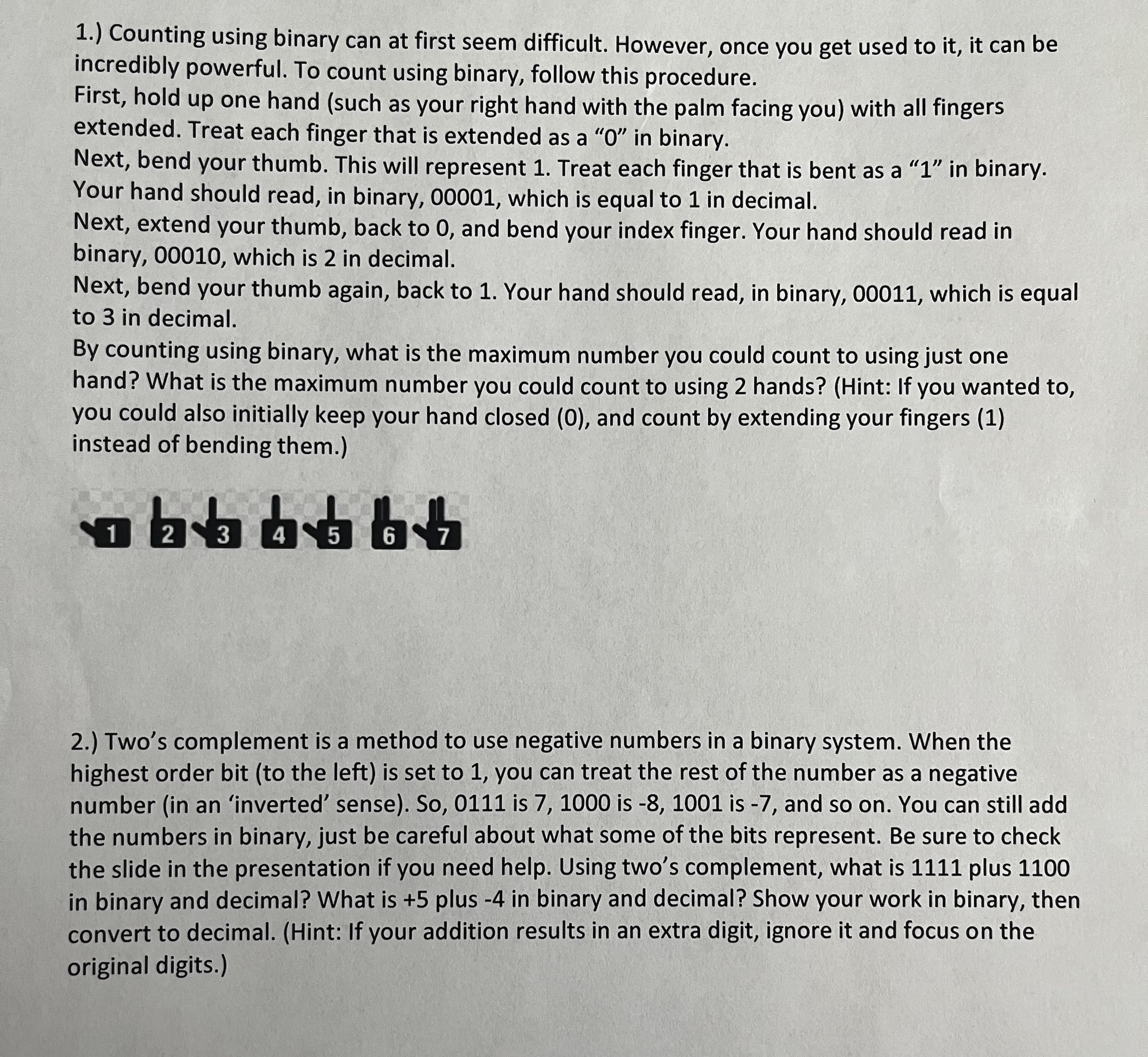 Solved 1.) Counting using binary can at first seem | Chegg.com