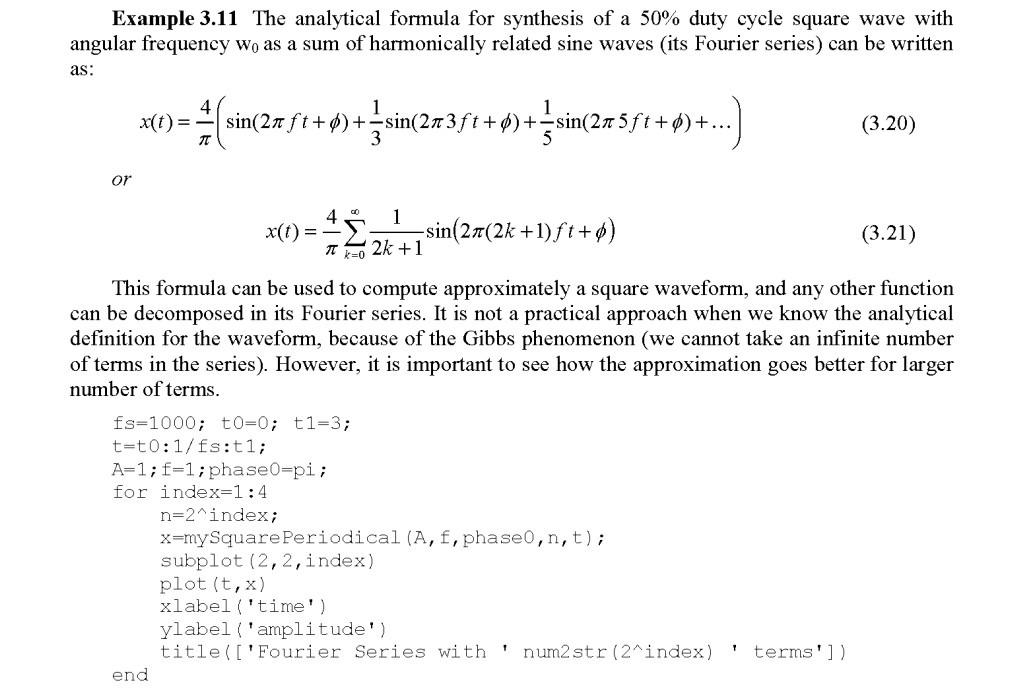 Solved Example 3.11 The analytical formula for synthesis of | Chegg.com