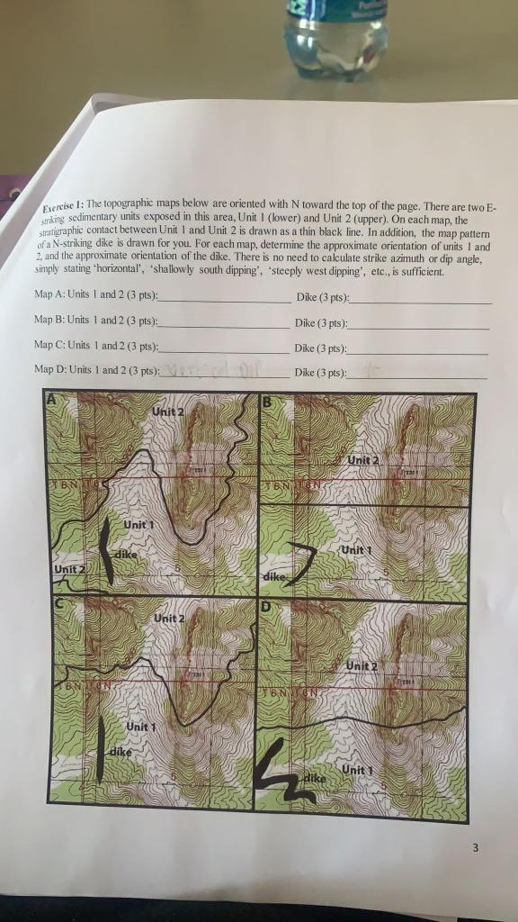 Solved Eicrise 1: The topographic maps below are oriented | Chegg.com