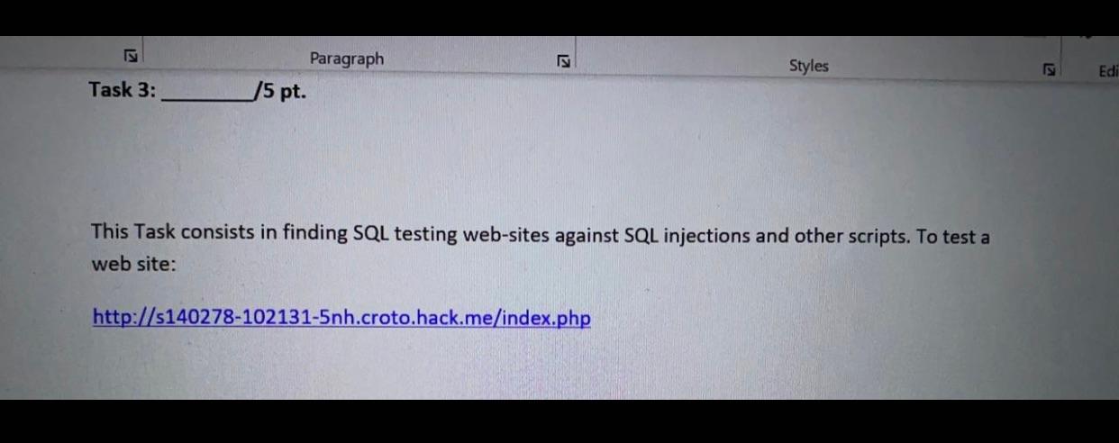 Solved Total: /15 pt. /5 pts. Task 1: You have the following | Chegg.com