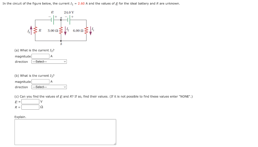 Solved In the circuit of the figure below, the current I1 = | Chegg.com