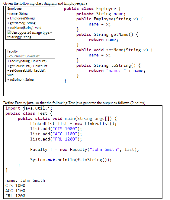 Solved + + Given the following class diagram and | Chegg.com
