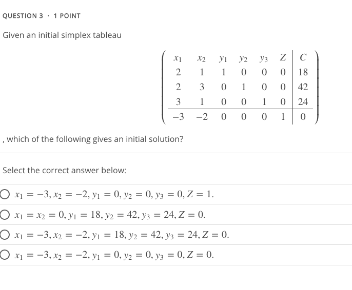 Solved Given an initial simplex tableau | Chegg.com