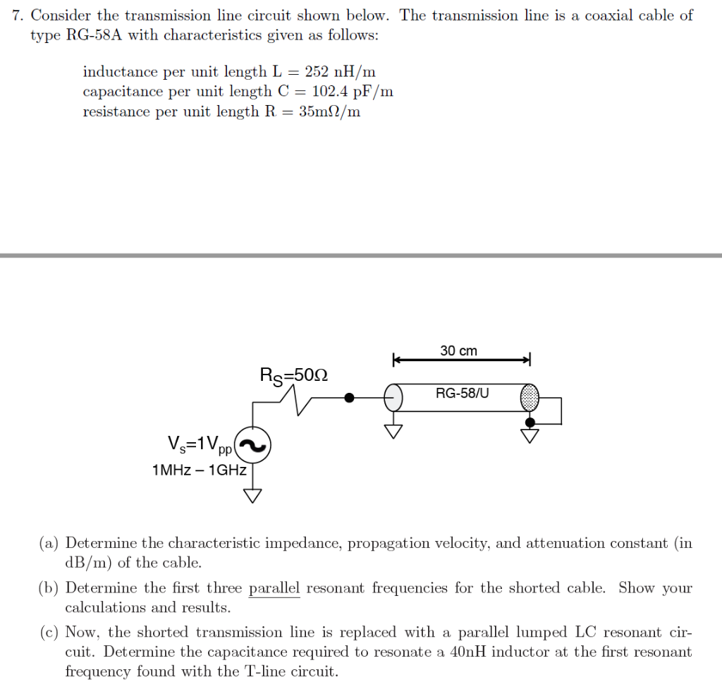 Solved 7. Consider the transmission line circuit shown | Chegg.com