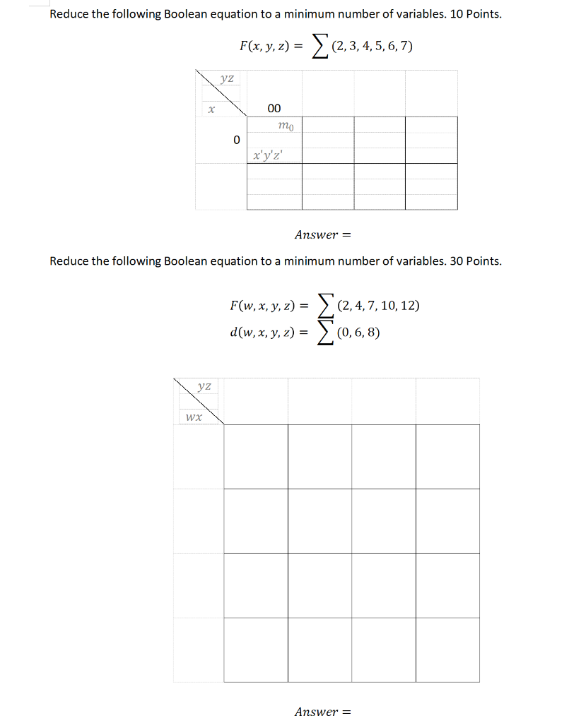 Solved Instructions: For each Boolean function below, use a | Chegg.com