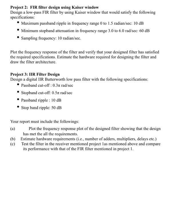 Project 1: FIR filter design using Window functions | Chegg.com