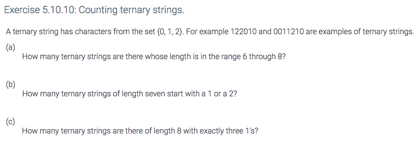 Solved Exercise 5.10.10: Counting ternary strings A ternary | Chegg.com