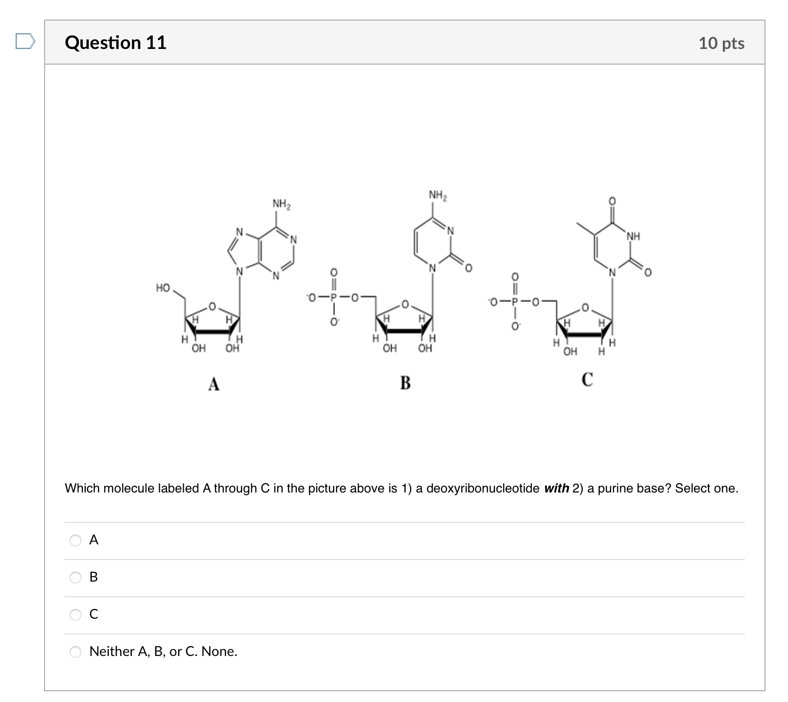 A B C Which molecule labeled A through C in the | Chegg.com