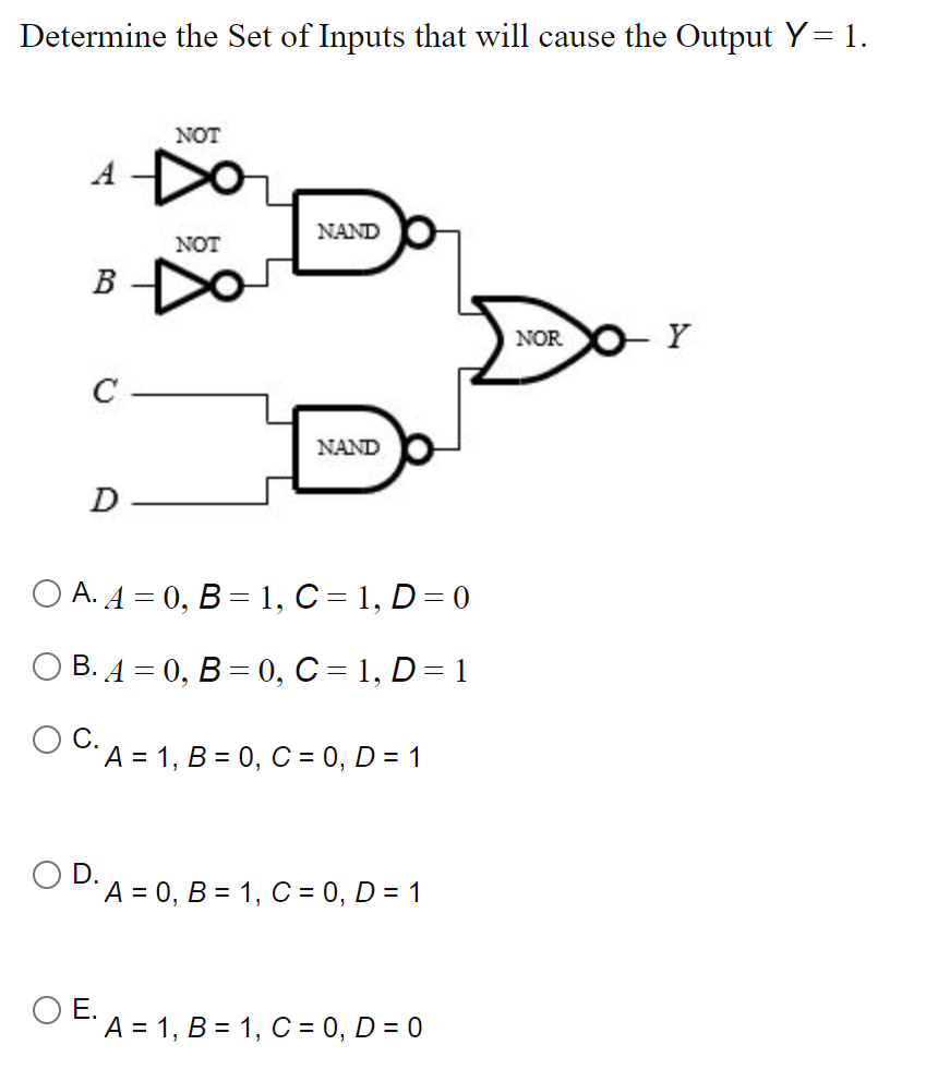 [Solved]: Determine the Set of Inputs that will cause the