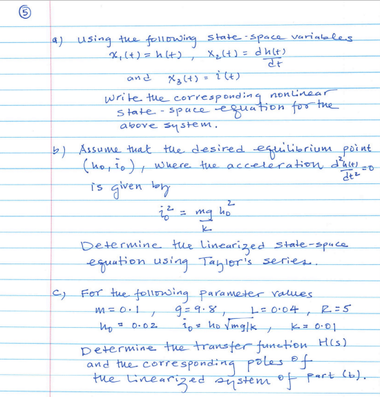 Solved using the following state-space variables | Chegg.com