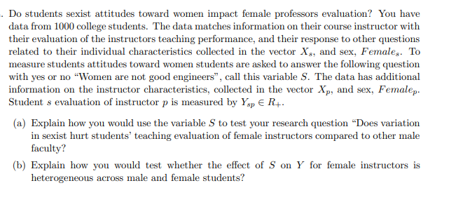 . Do students sexist attitudes toward women impact | Chegg.com