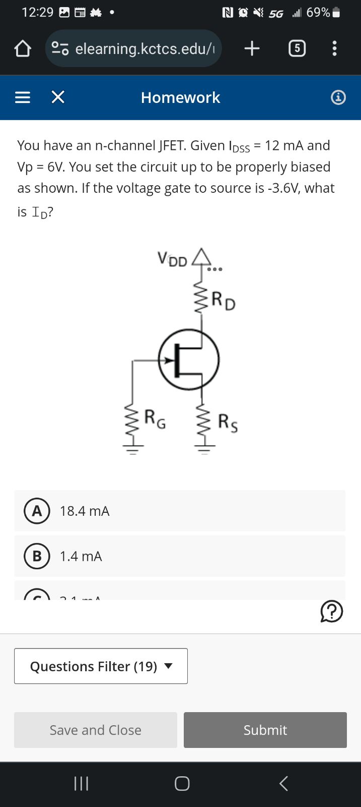 Solved You have an n-channel JFET. Given IDSS =12 mA and | Chegg.com