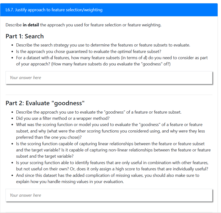 Solved Describe in detail the approach you used for feature | Chegg.com