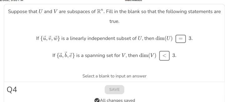 Solved Suppose that U and V are subspaces of Rn. Fill in the | Chegg.com