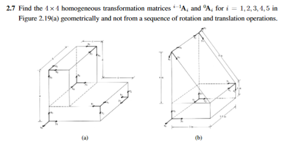 Solved 2.7 Find the 1x 1 homogeneous transformation matrices | Chegg.com