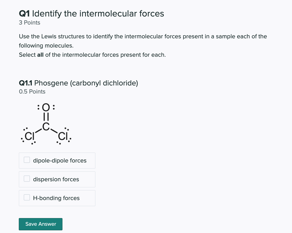 Solved Identify the intermolecular forces. Use the Lewis | Chegg.com