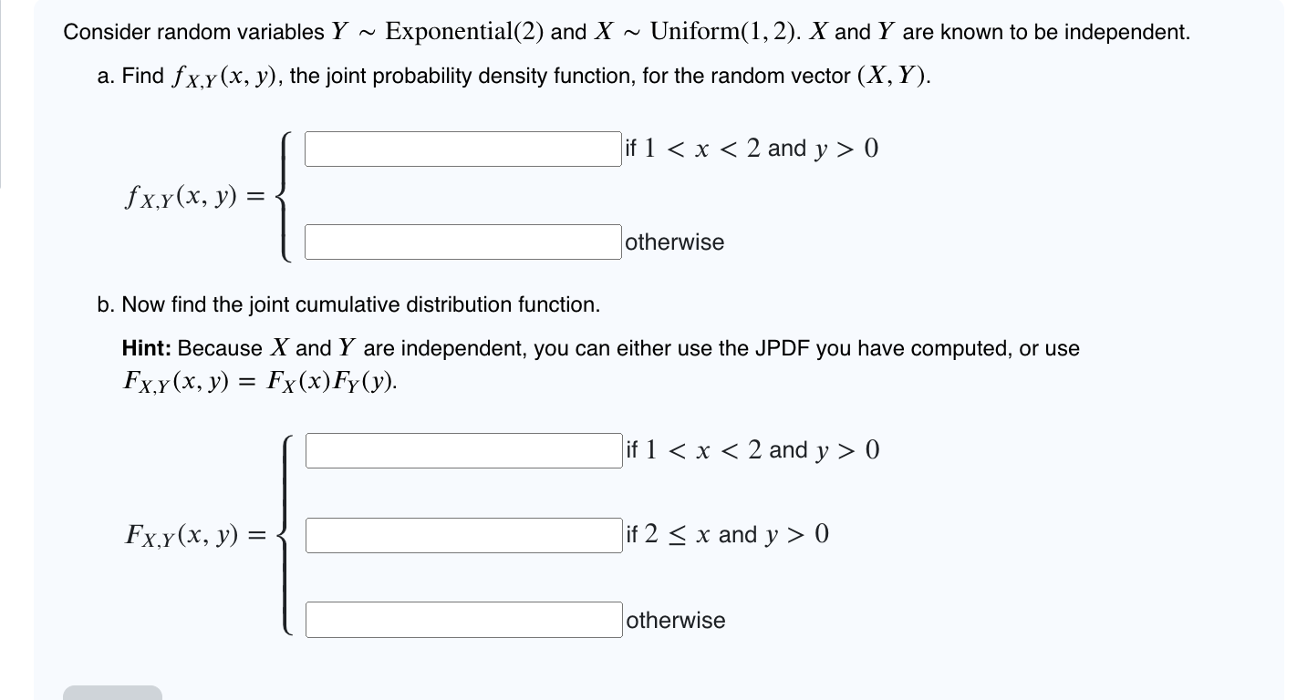 Solved a. Find fX,Y(x,y), the joint probability density | Chegg.com