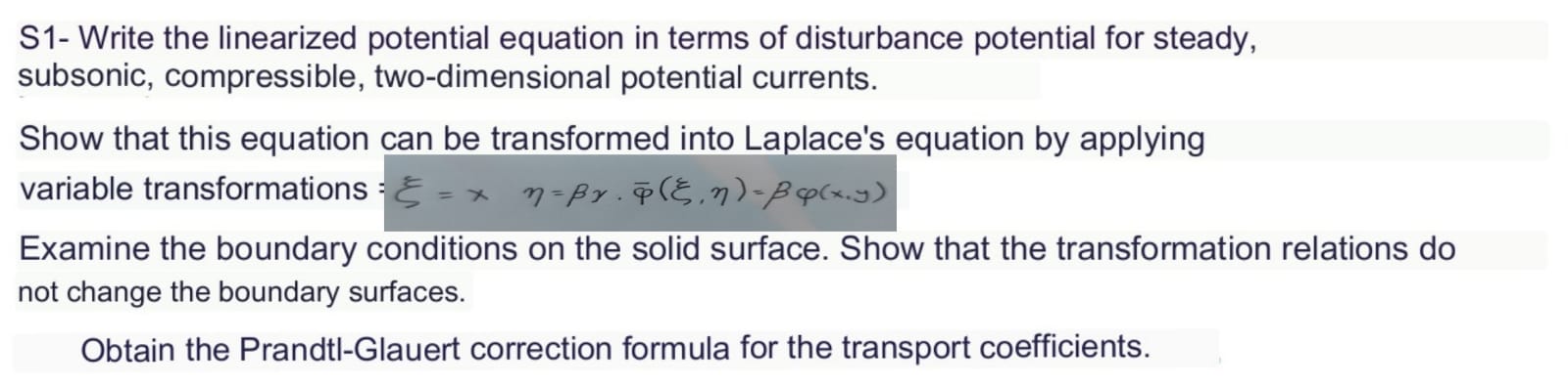 Solved S1- Write the linearized potential equation in terms | Chegg.com Solved S1- Write the linearized potential equation in terms | Chegg.com