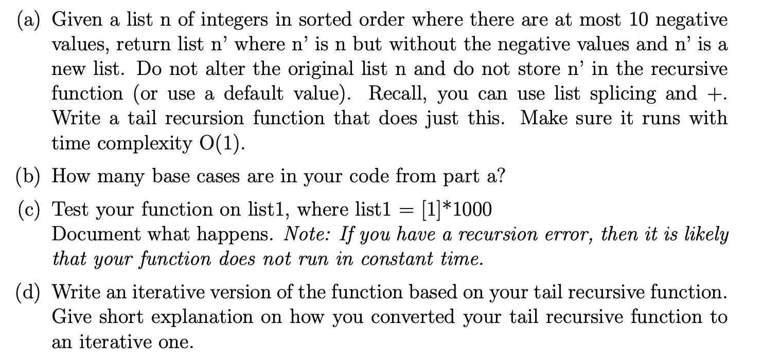Solved (a) ﻿Given a list n of integers in sorted order where | Chegg.com
