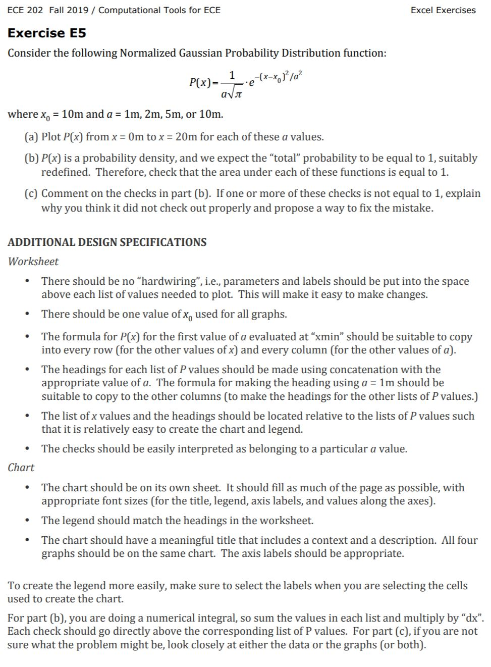 ECE 202 Fall 2019 / Computational Tools for ECE Excel | Chegg.com