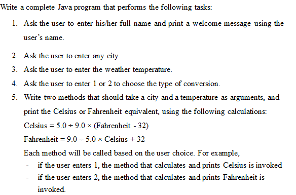 Solved Vrite A Complete Java Program That Performs The 