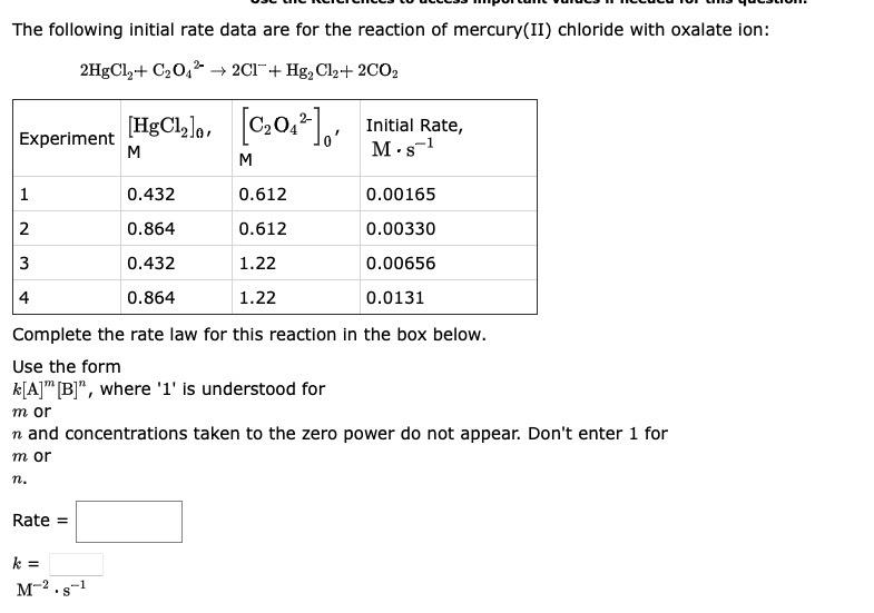 Solved The following initial rate data are for the reaction | Chegg.com
