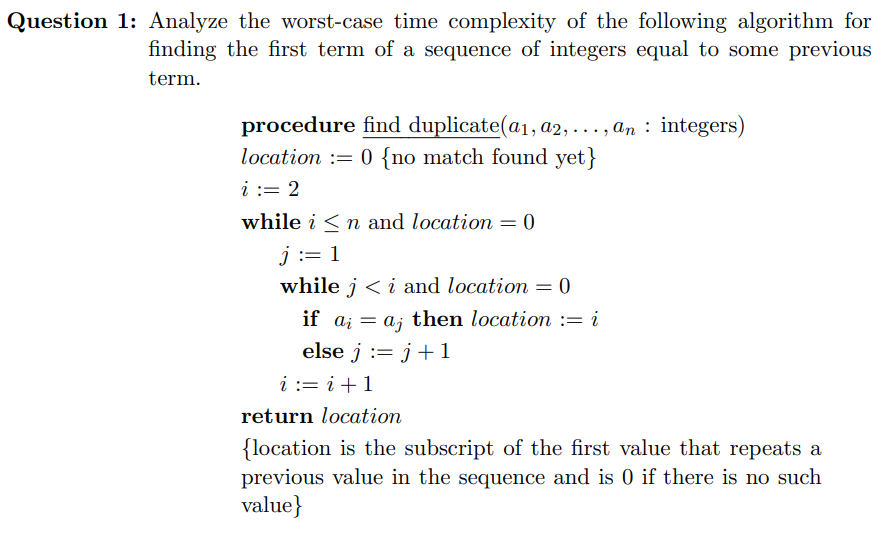 Solved ialyze the worst-case time complexity of the | Chegg.com