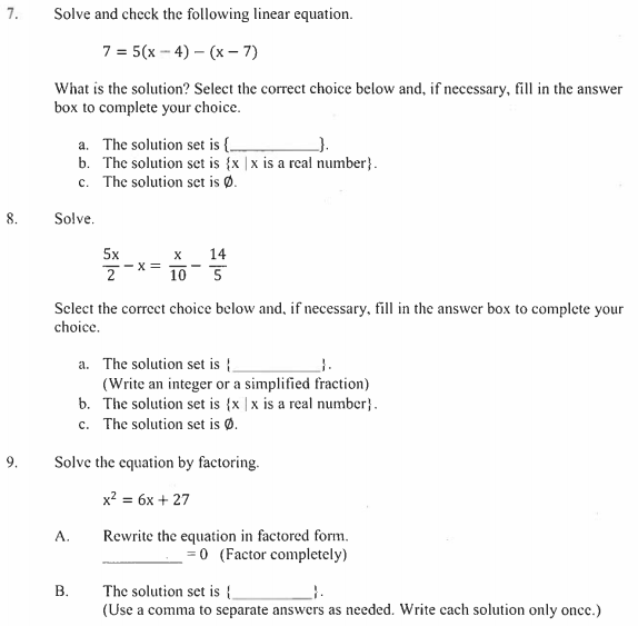 Solved 7. Solve and check the following linear equation. 7 = | Chegg.com